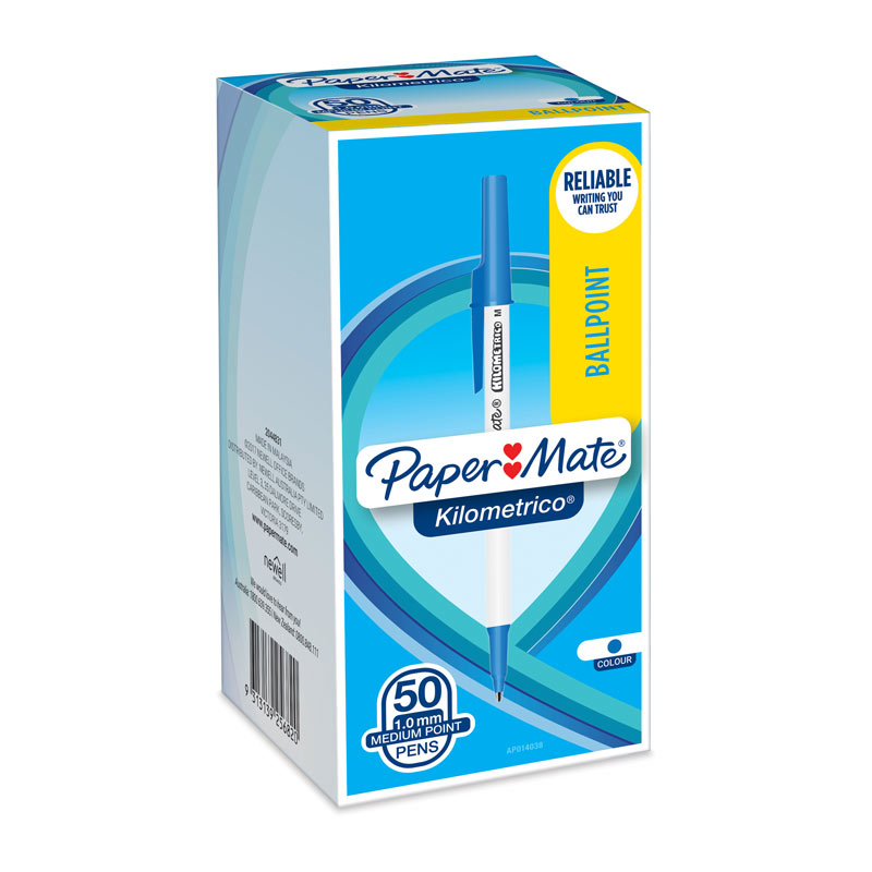 Paper Mate Kilometrico Ball Pen Blue - Box of 50 | Ink Depot