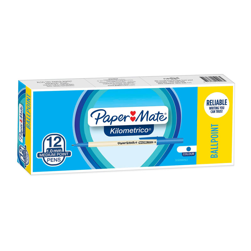Paper Mate Kilometrico Ball Pen Blue - Box of 12 | Ink Depot