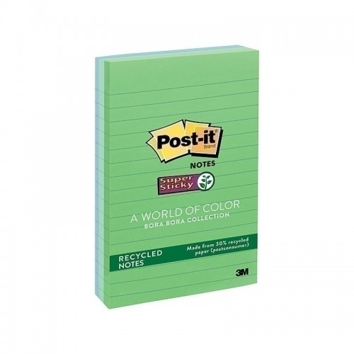 Post-It Lined Notes Super Sticky Bora Bora 101 x 152mm - 3pk