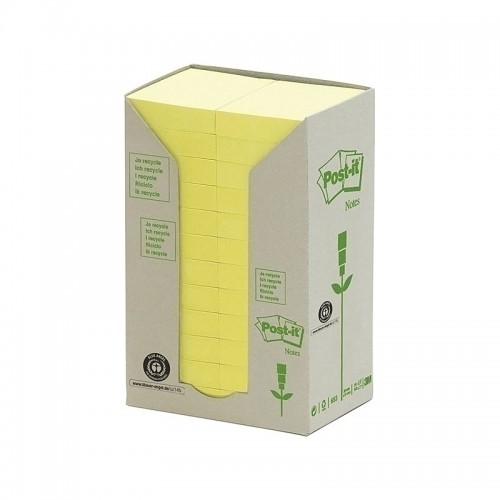 Post-It Recycled Notes Canary Yellow 36 x 48mm 24-Pack | Ink Depot